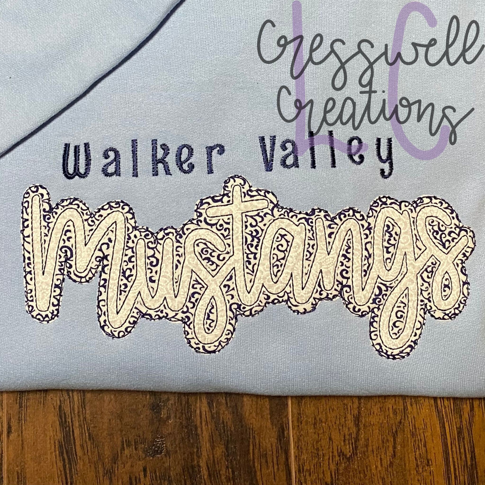 High School Mascot Mustangs Bean Stitch Double Applique Machine ...