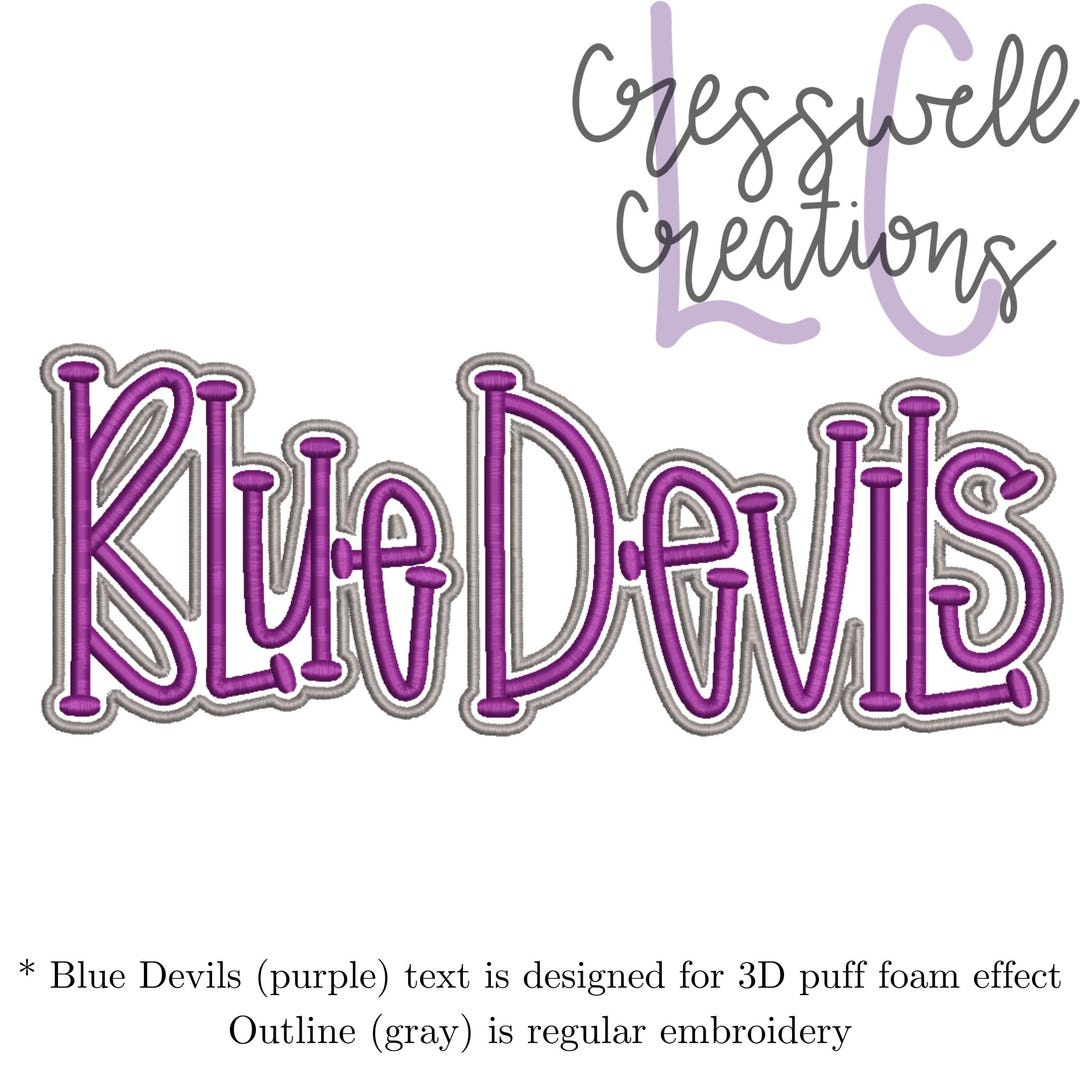 High School Mascot Blue Devils 3D Puff Machine Embroidery Design - Etsy