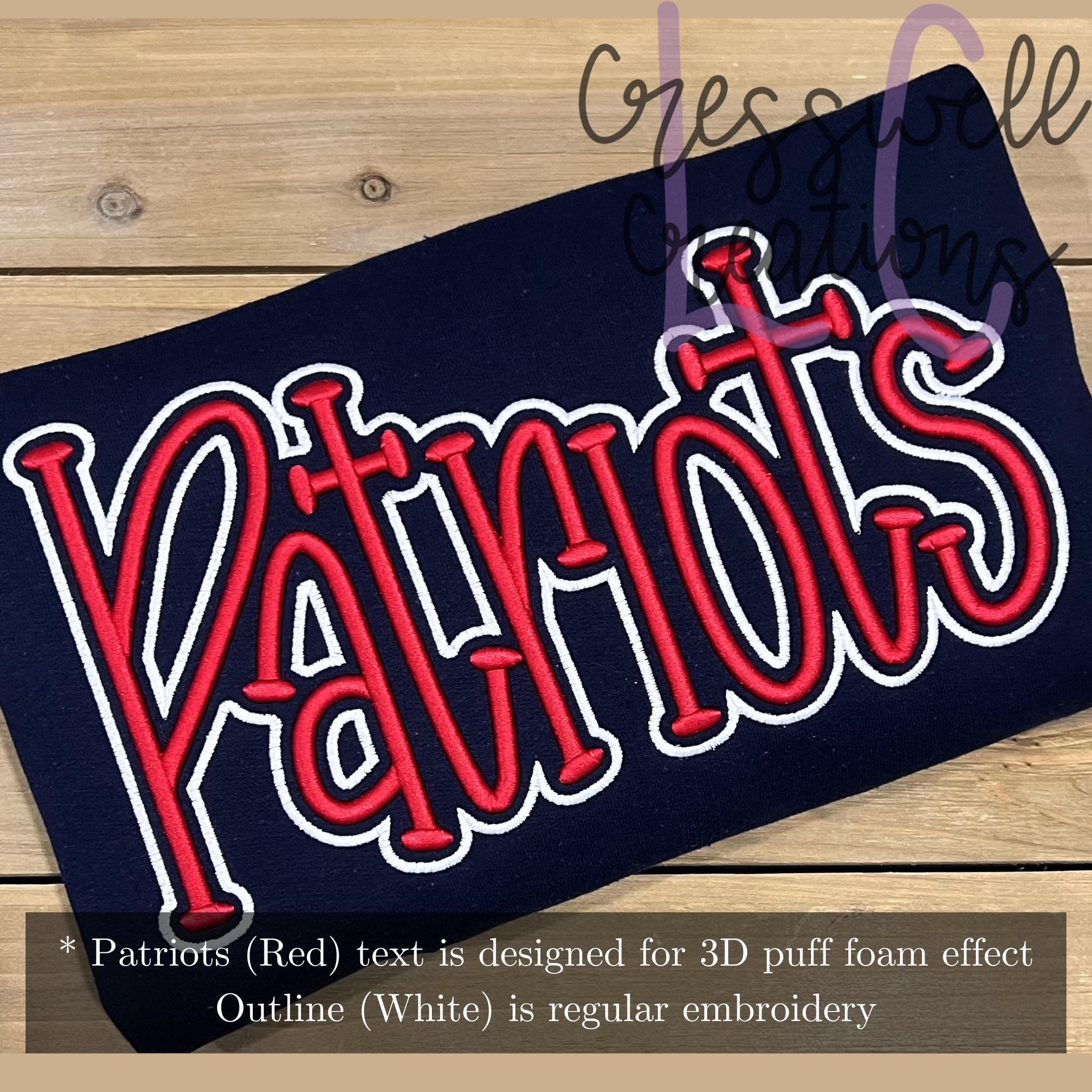 High School Mascot Patriots 3D Puff Machine Embroidery Design - Etsy