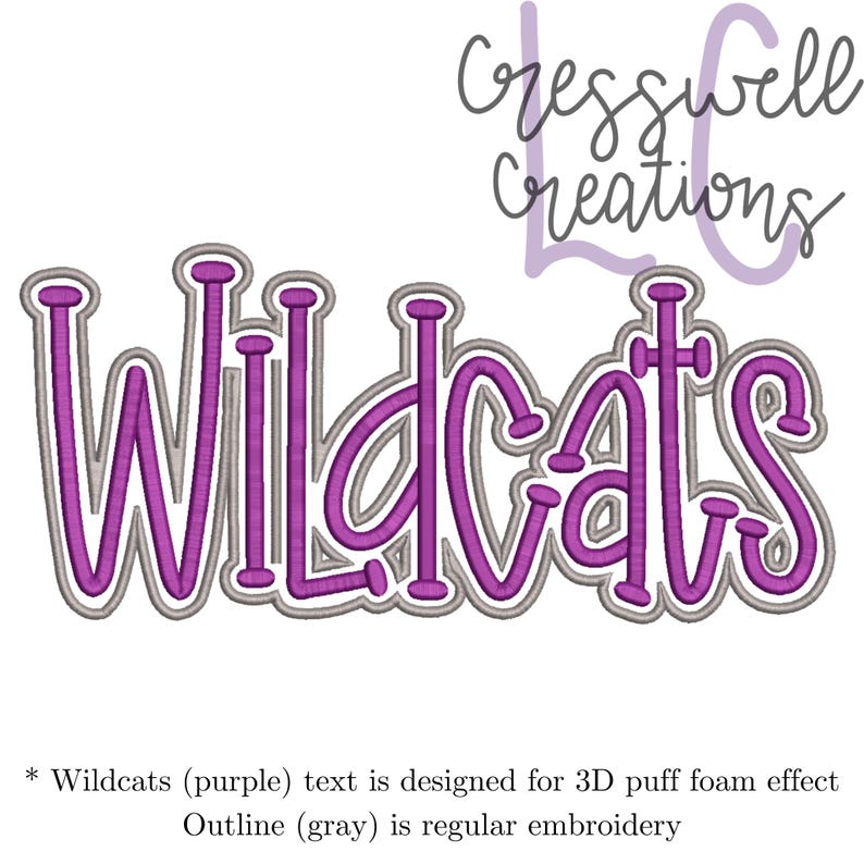 High School Mascot Wildcats 3D Puff Machine Embroidery Design - Etsy