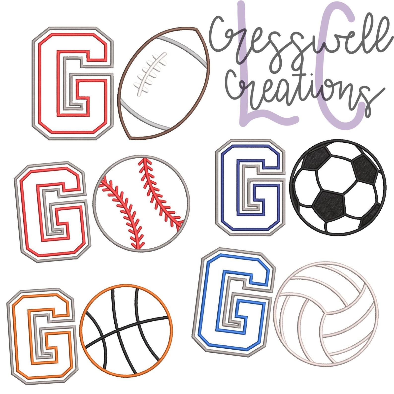 GO Sports Bundle Applique Machine Embroidery Designs - Etsy