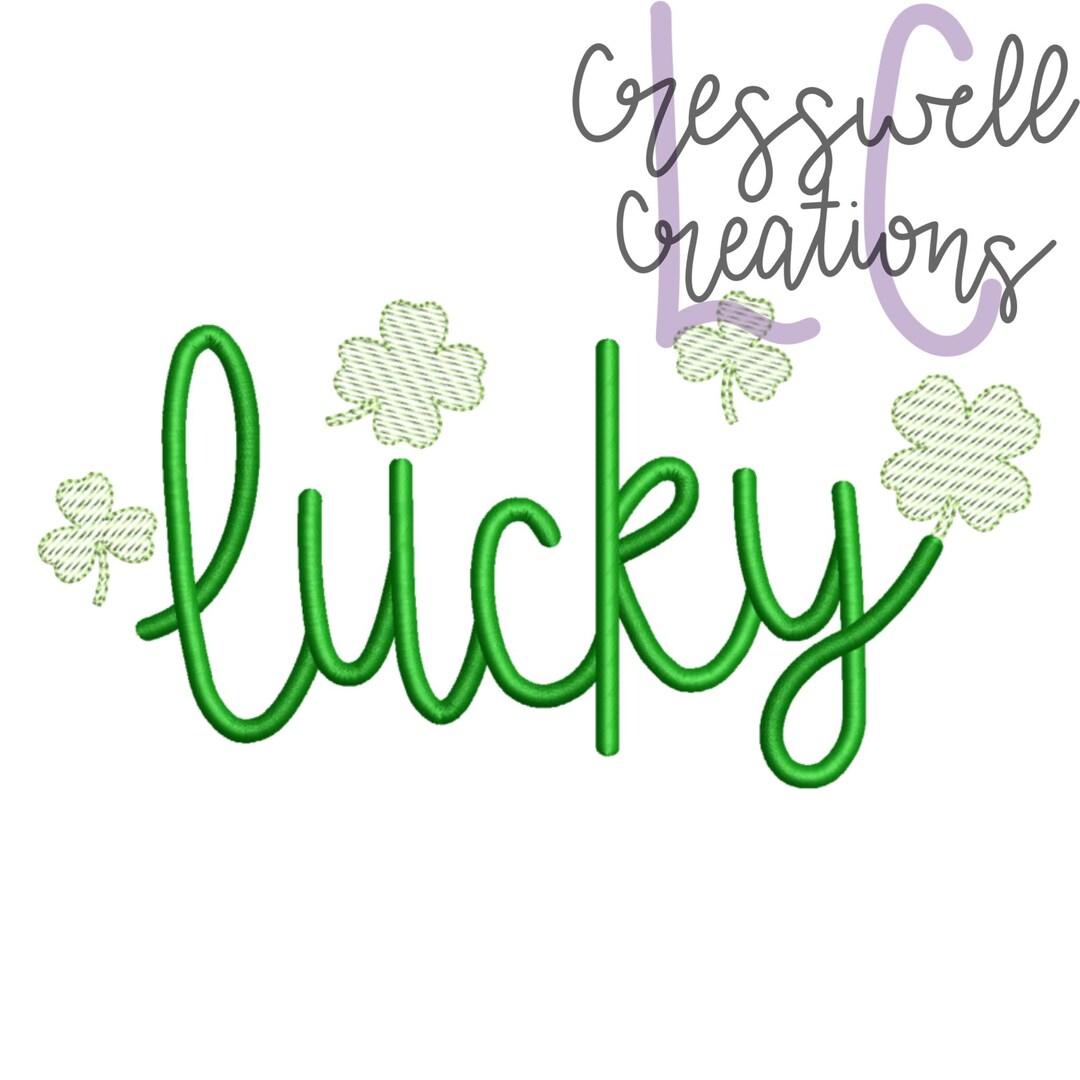 Lucky Script Machine Embroidery Design - Etsy