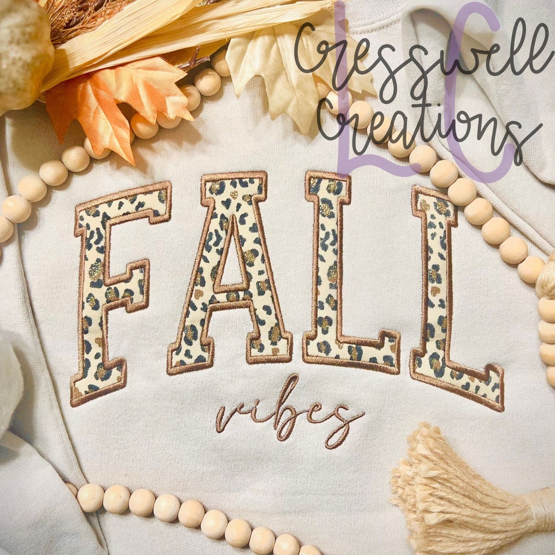 Fall Vibes Curved Applique Multicolor Machine Embroidery Design - Etsy