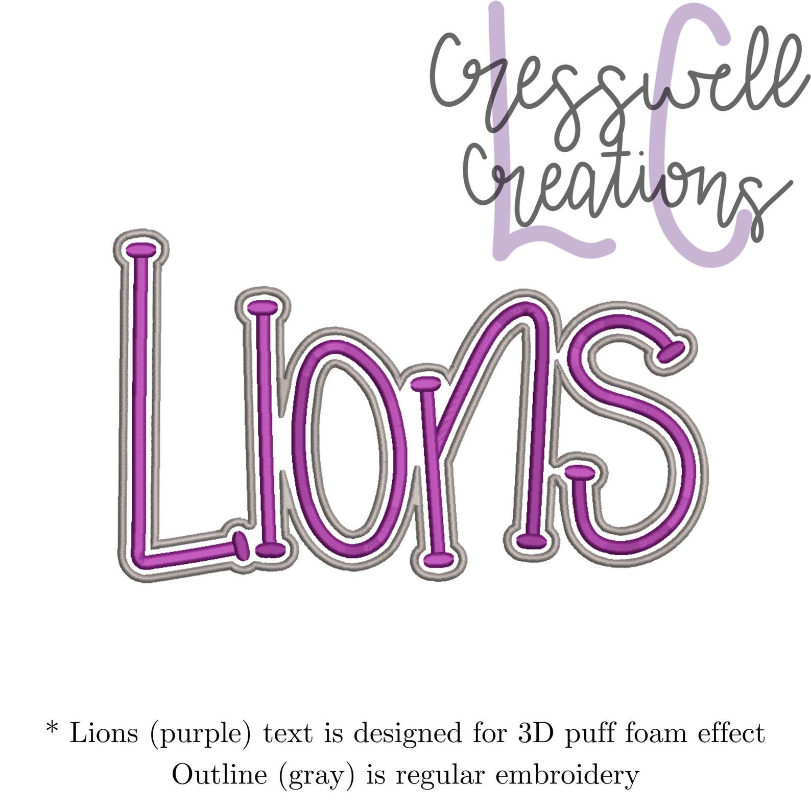 High School Mascot Lions 3D Puff Machine Embroidery Design - Etsy