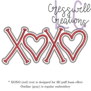 XOXO Heart 3D Puff Machine Embroidery Design - Etsy