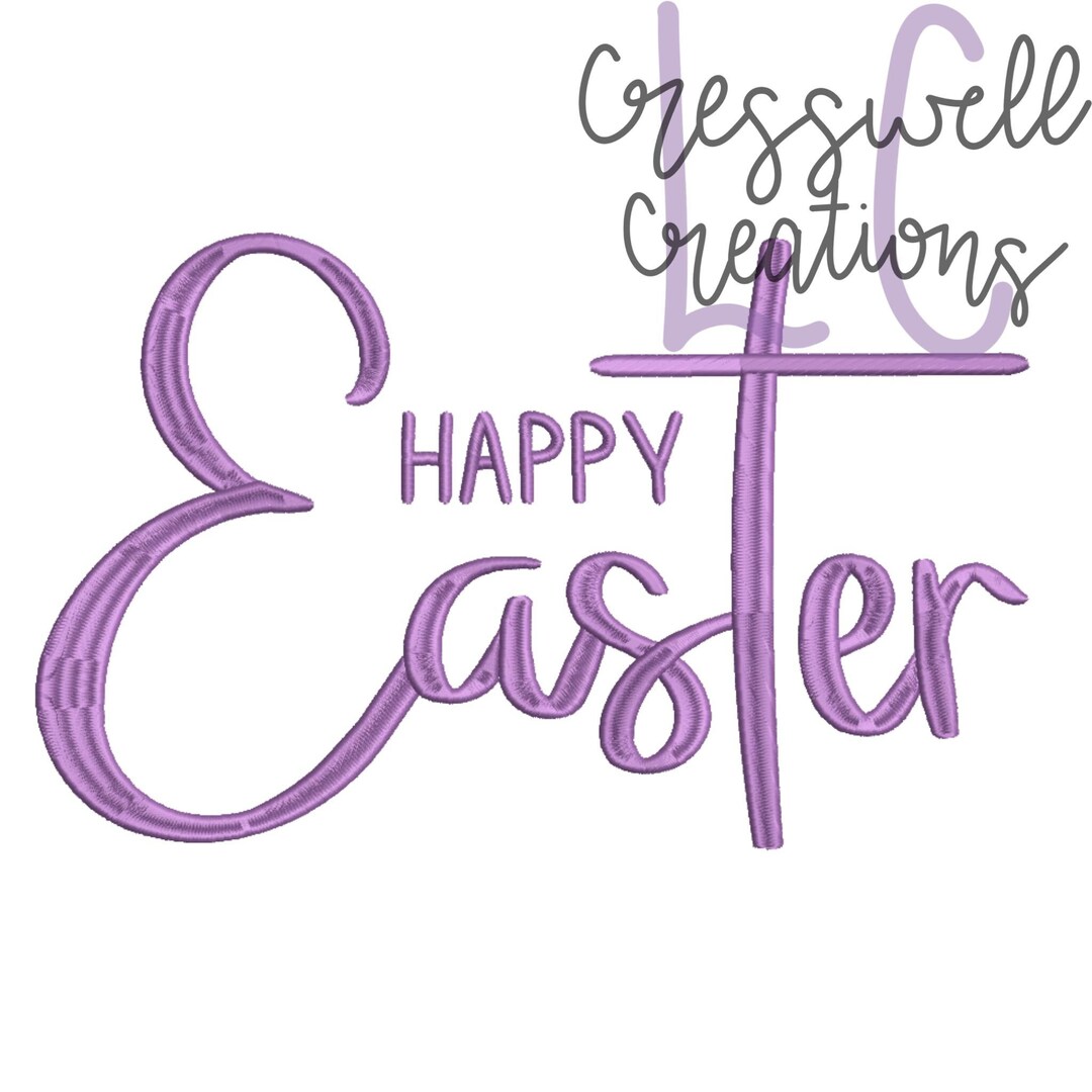 Happy Easter With Cross Machine Embroidery Design - Etsy