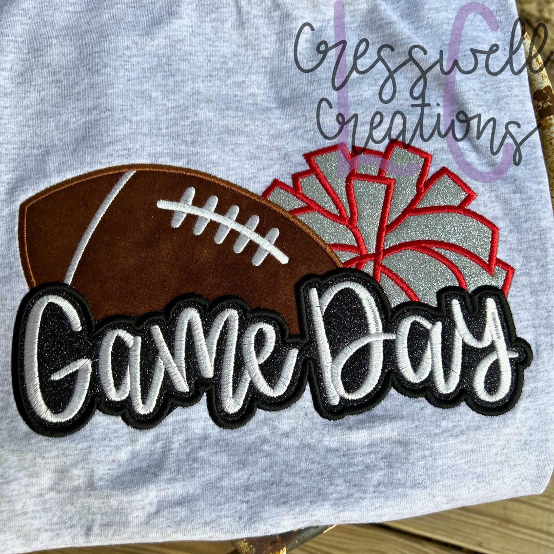 Game Day Football Pom Pom Applique Machine Embroidery Design - Etsy