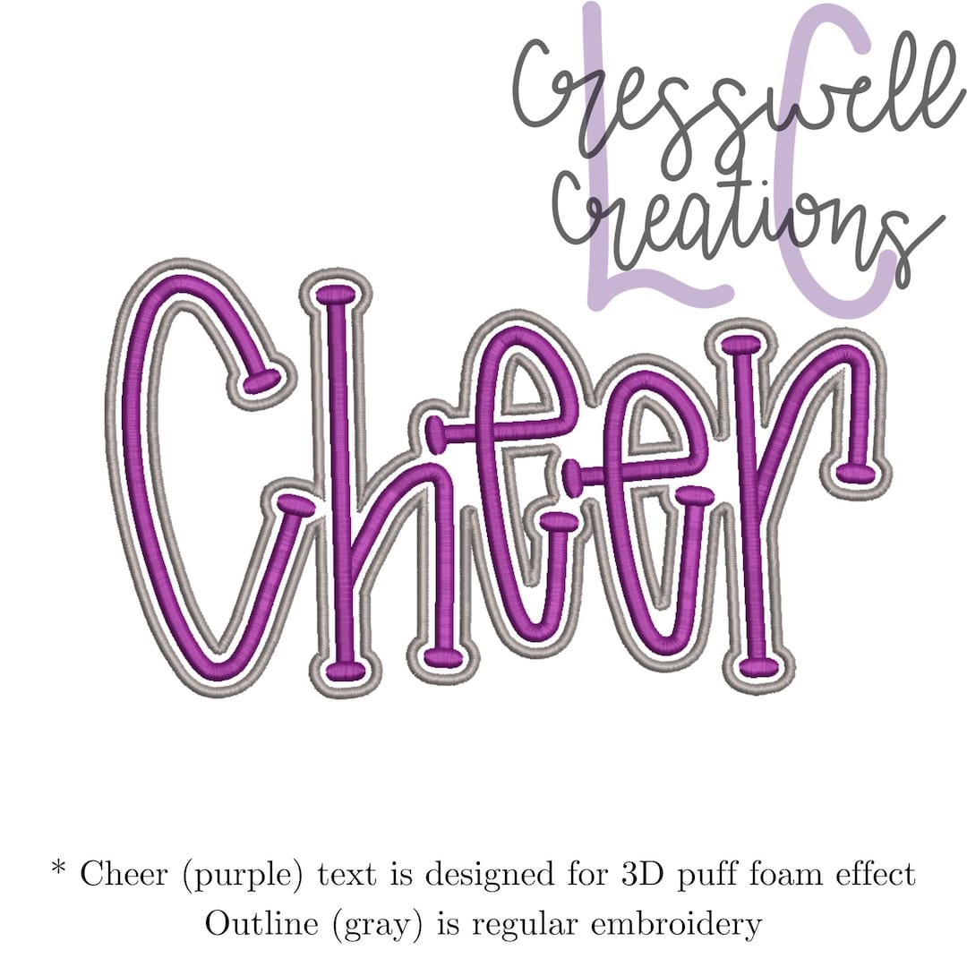 Cheer 3D Puff Machine Embroidery Design - Etsy