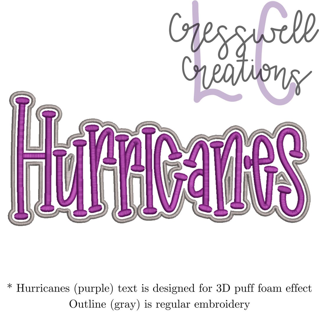 High School Mascot Hurricanes 3D Puff Machine Embroidery Design - Etsy