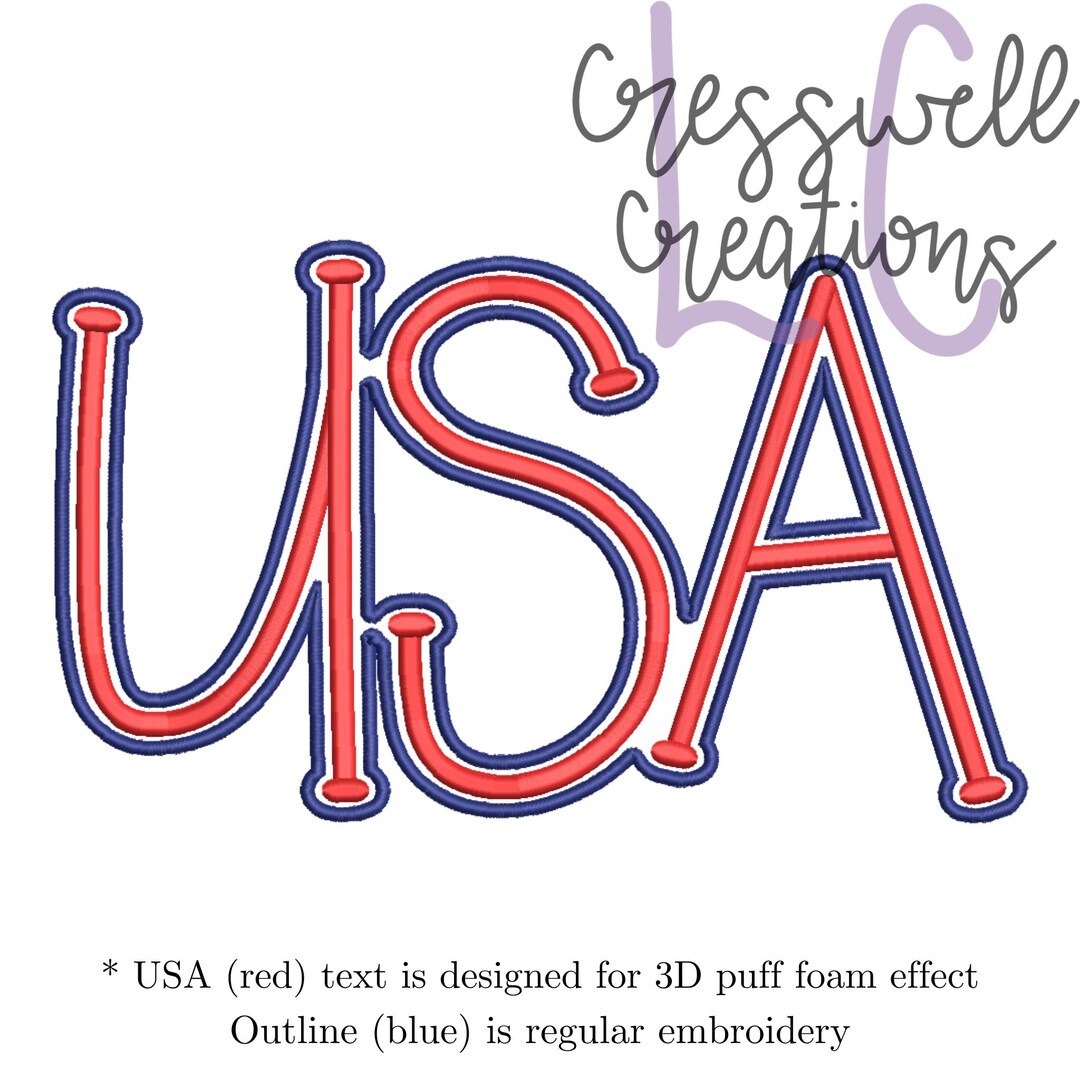 USA 3D Puff Machine Embroidery Design - Etsy