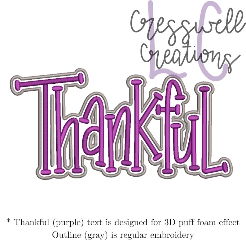 Thankful 3D Puff Machine Embroidery Design - Etsy