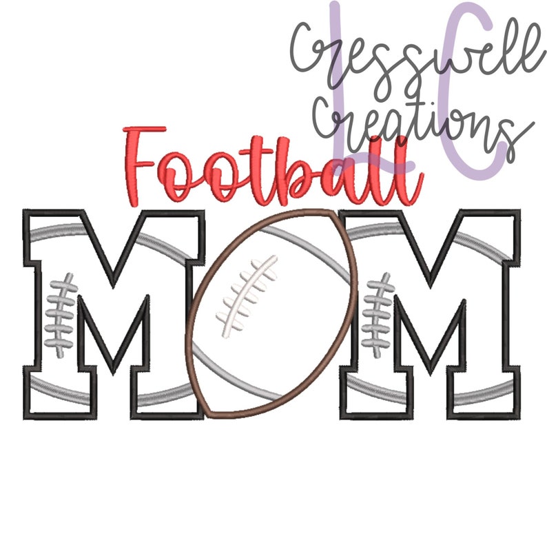 Football Mom Applique Machine Embroidery Design // Includes Design for ...