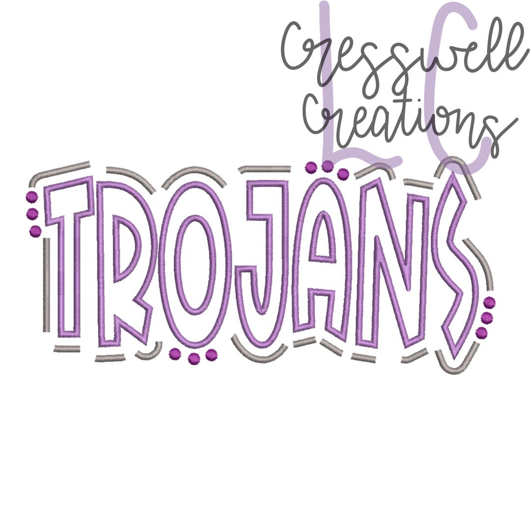 High School Mascot Trojans Doodle Outline Machine Embroidery Design - Etsy
