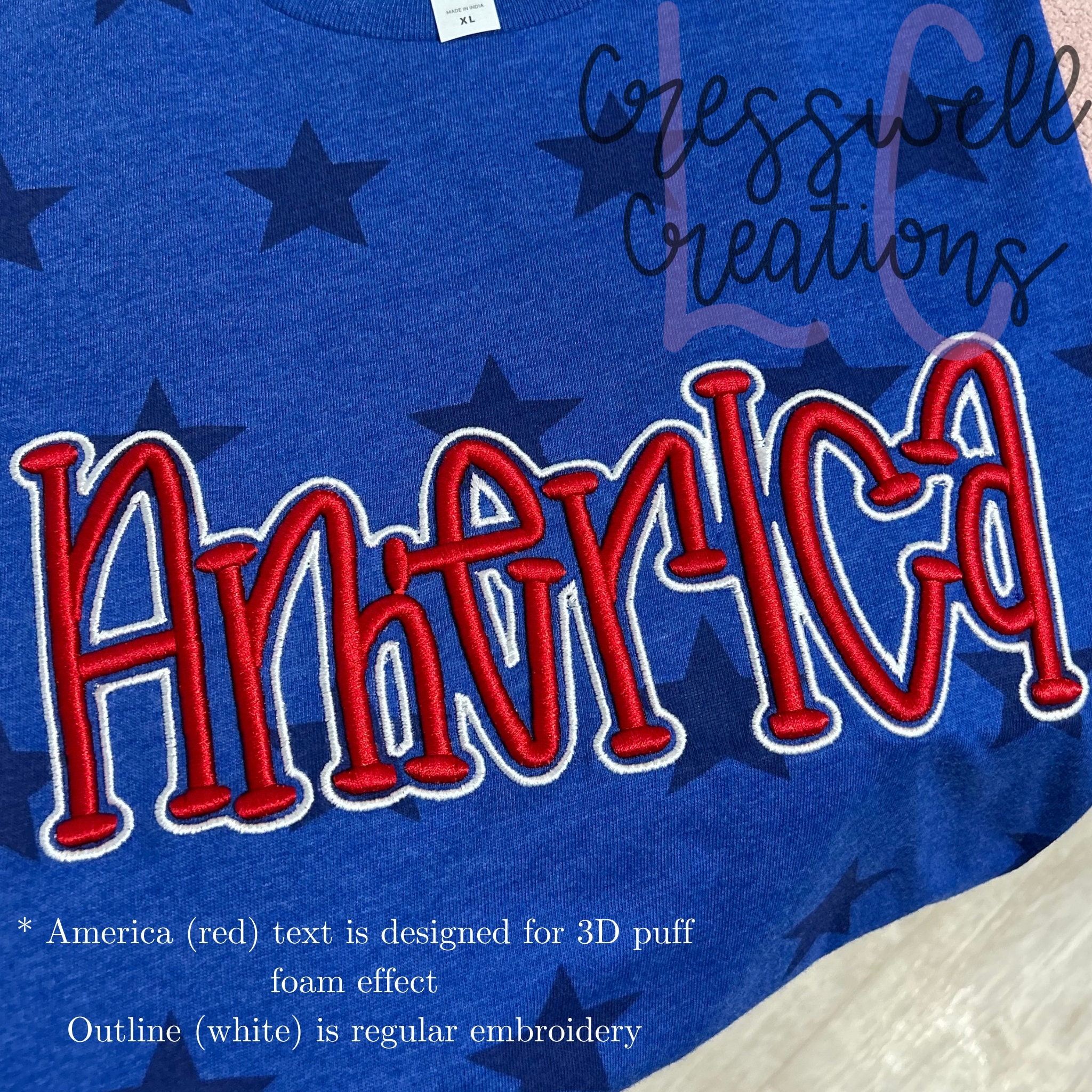 America 3D Puff Machine Embroidery Design - Etsy