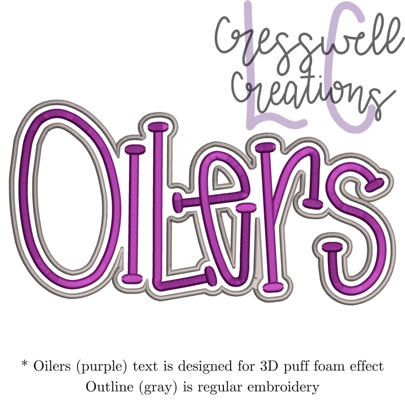 High School Mascot Oilers 3D Puff Machine Embroidery Design - Etsy