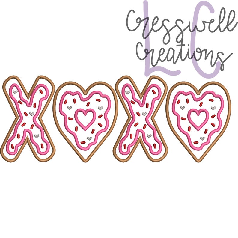 XOXO Donuts Satin Stitch Applique Machine Embroidery Design - Etsy