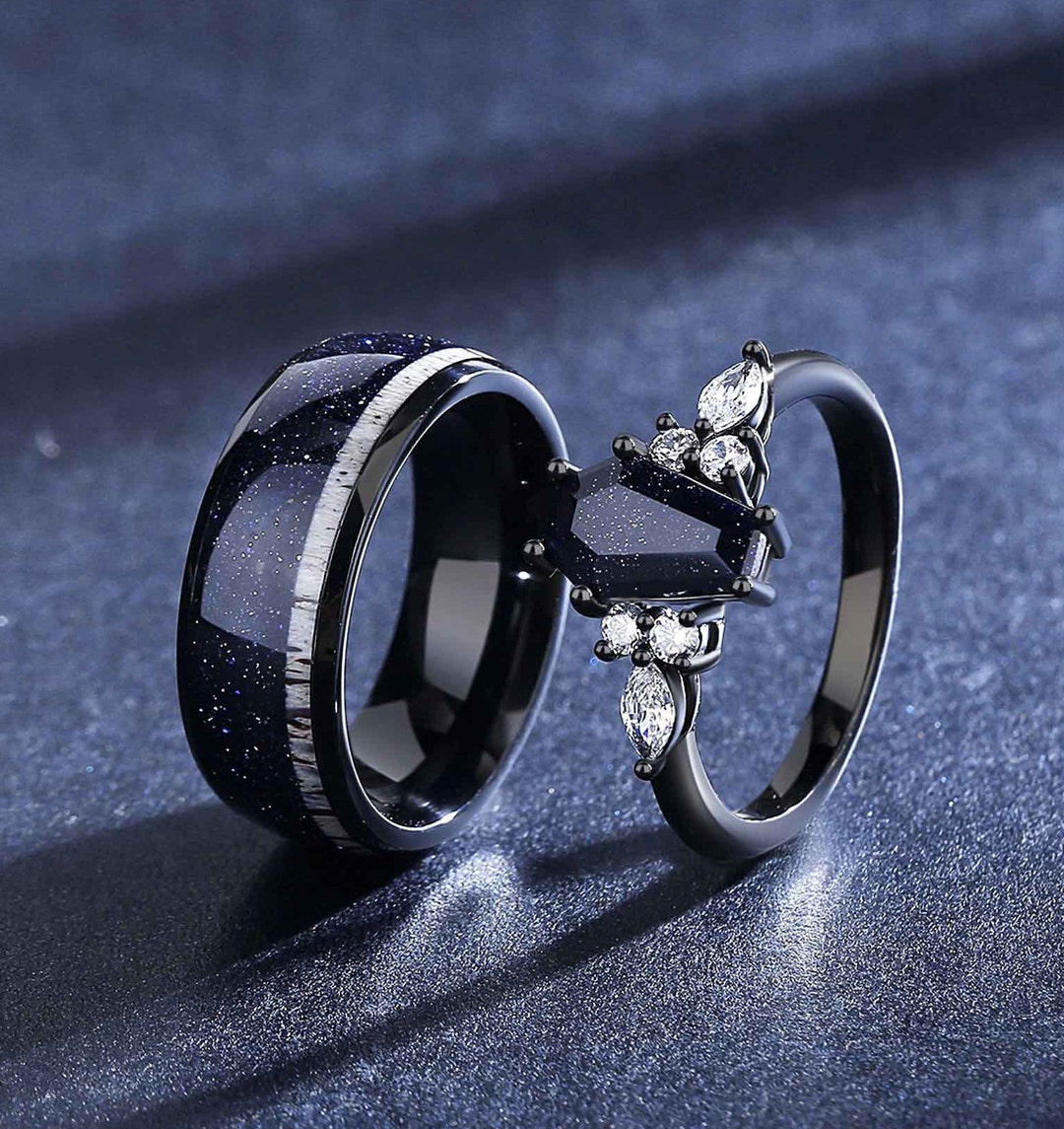 Galaxy Couples Ring Set, until Stars Fade Matching Rings, Antler Nebula ...