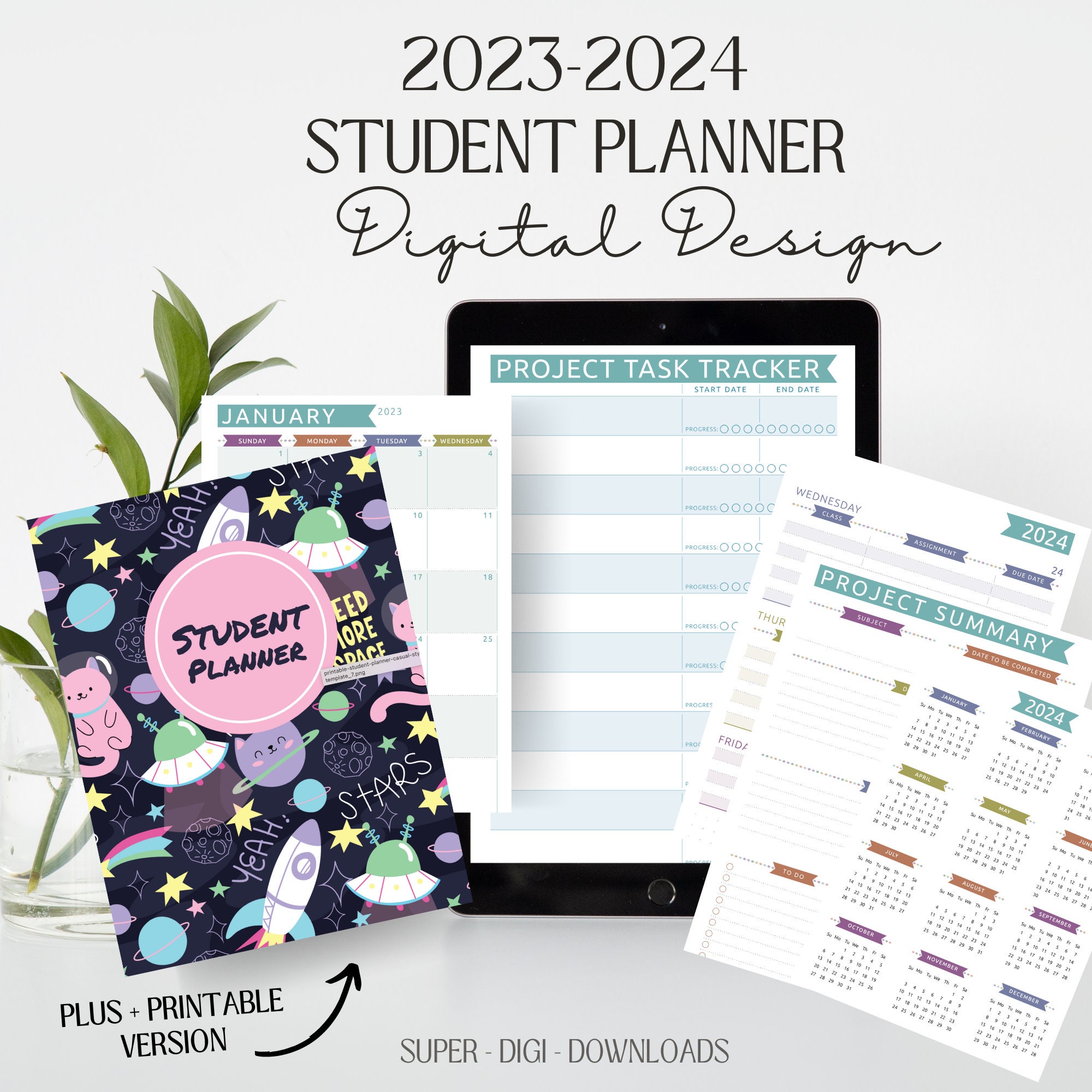 Student Printable Planner Digital Planner Updated Planner Personal ...