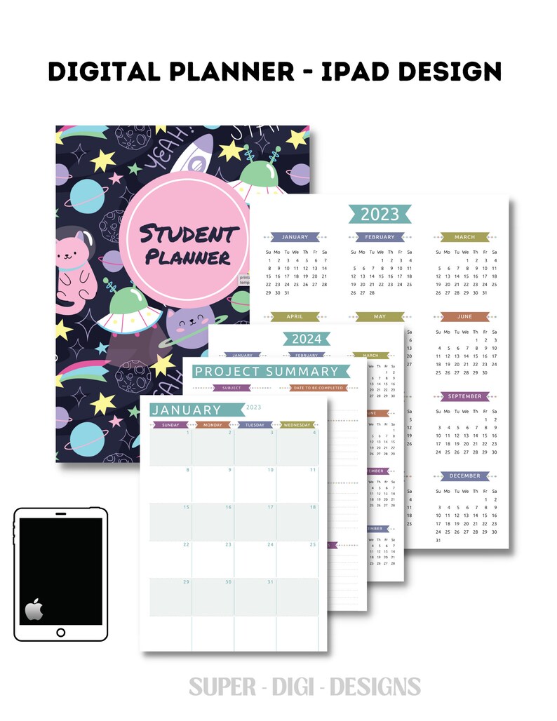 Student Printable Planner Digital Planner Updated Planner Personal ...