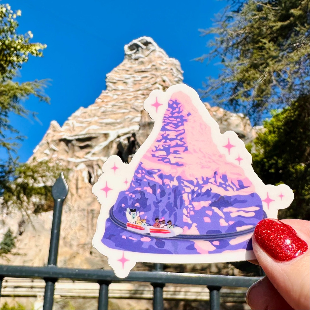 Matterhorn Yeti Sticker: Pink Sunset Disneyland Vinyl Decal - Etsy