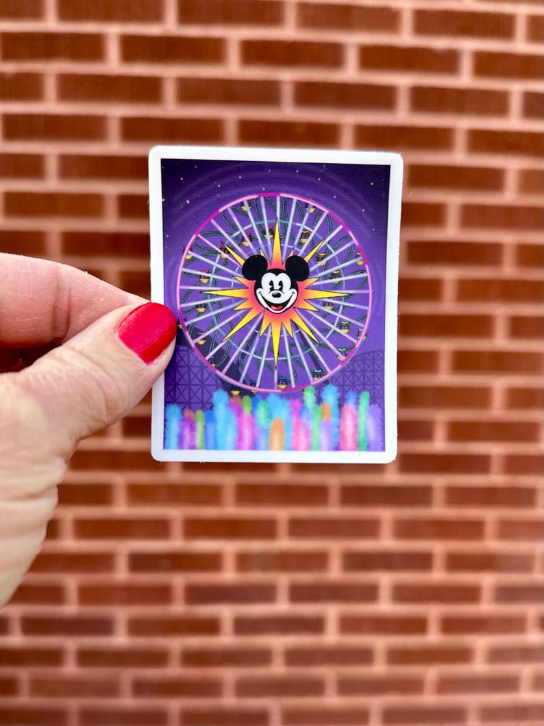 Mickey Wheel Night Sticker • Pixar Pal-a-round World of Color Vinyl ...