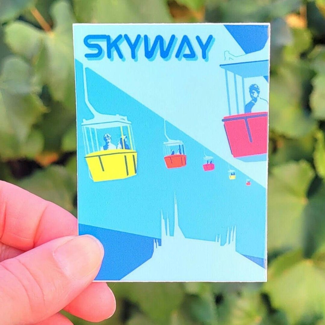 Disney Skyway Poster Sticker, Vintage Disneyland Gondolas Water Bottle ...