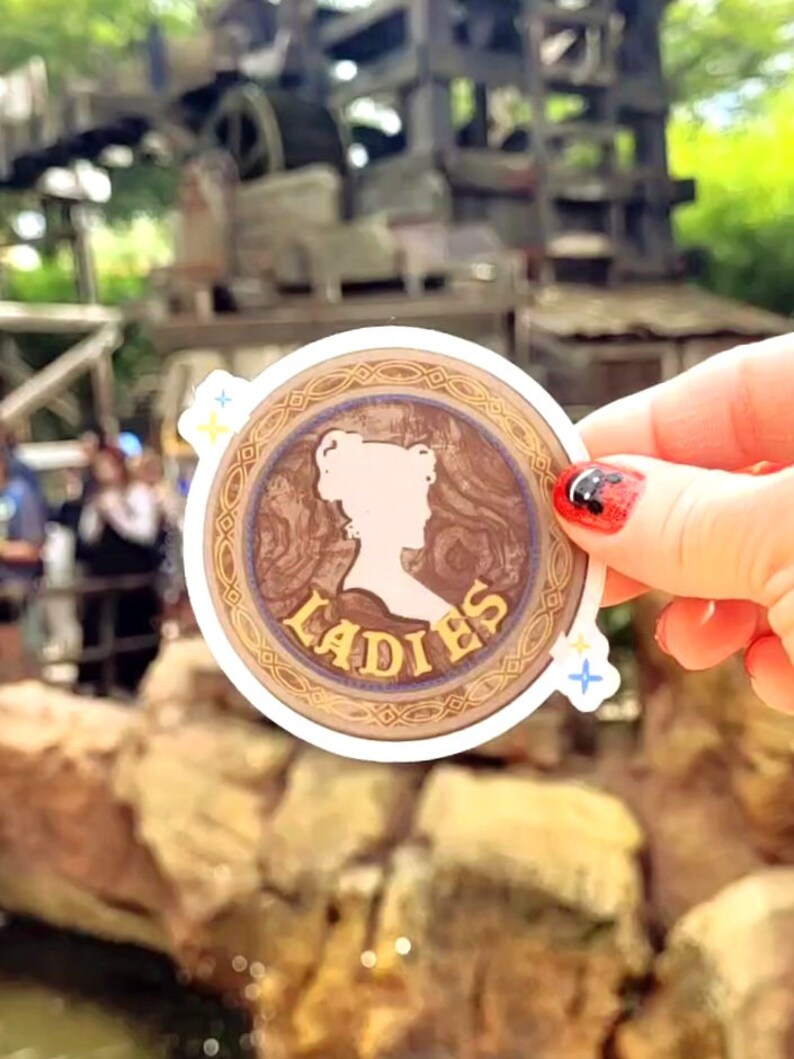 Frontierland Restroom Sign Sticker Ladies Room Sign Water Bottle Laptop ...