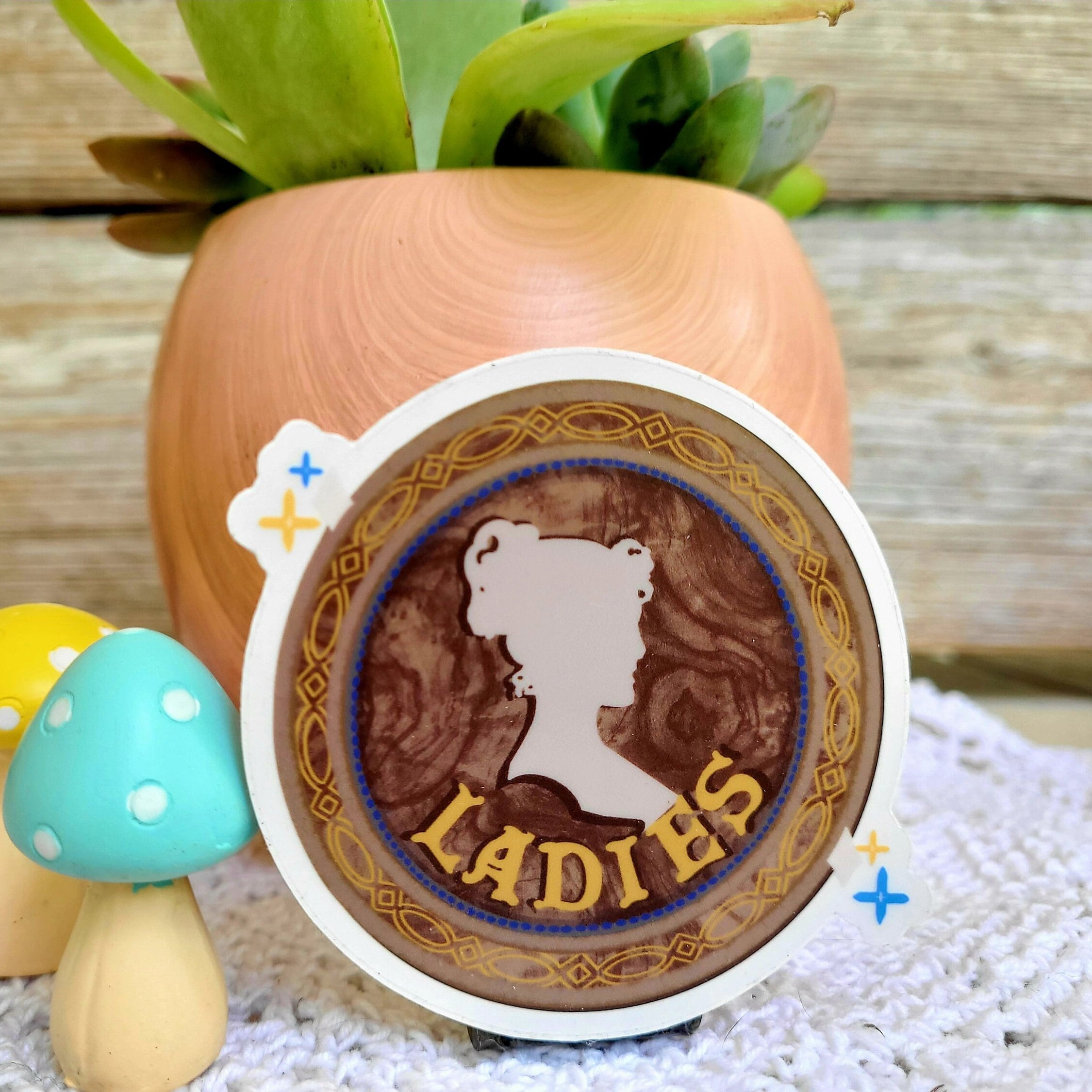 Frontierland Restroom Sign Sticker Ladies Room Sign Water Bottle Laptop ...