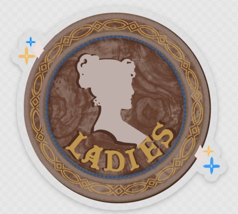 Frontierland Restroom Sign Sticker Ladies Room Sign Water Bottle Laptop ...