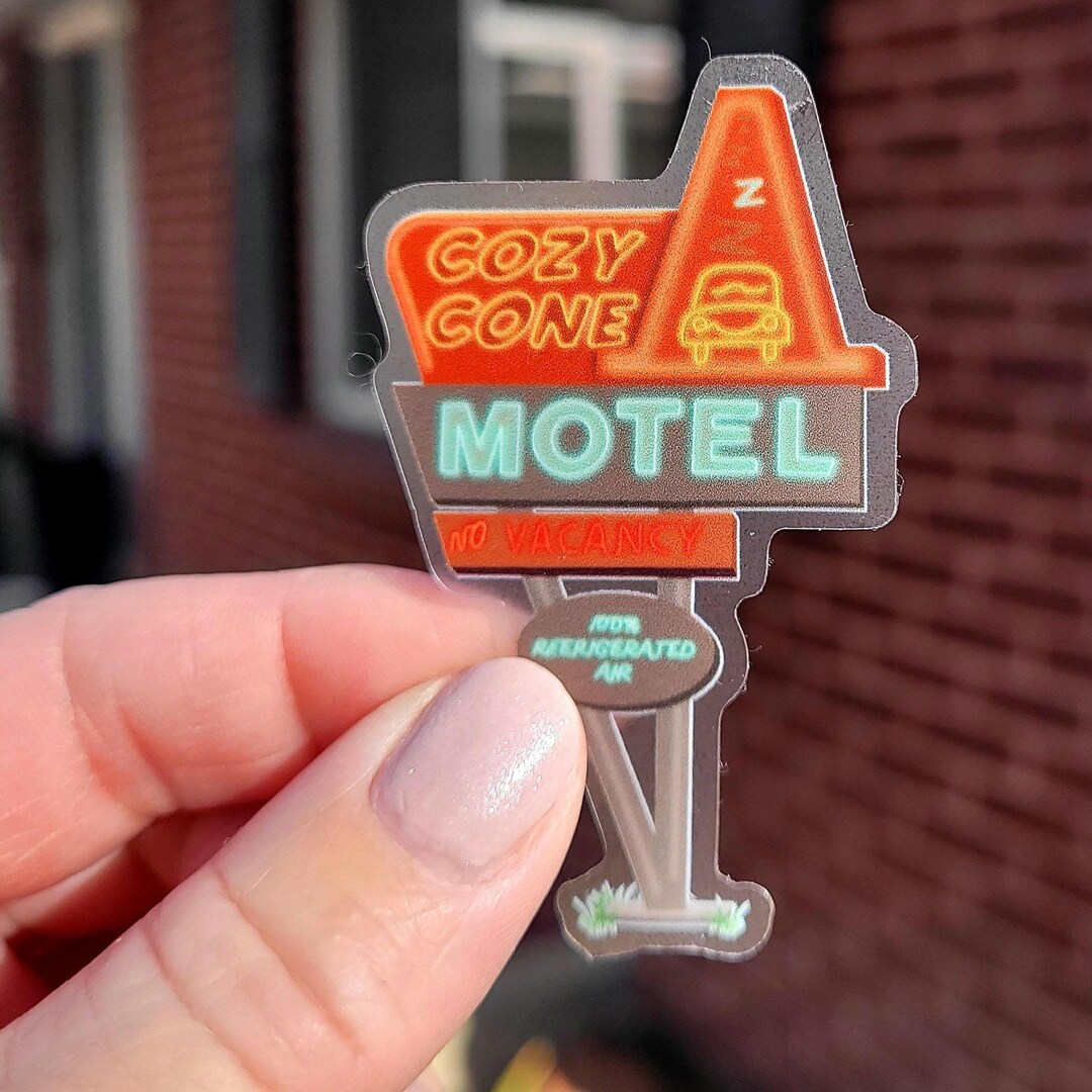 Cozy Cone Motel Sign Sticker, Cars Land Neon Water Bottle Decal ...