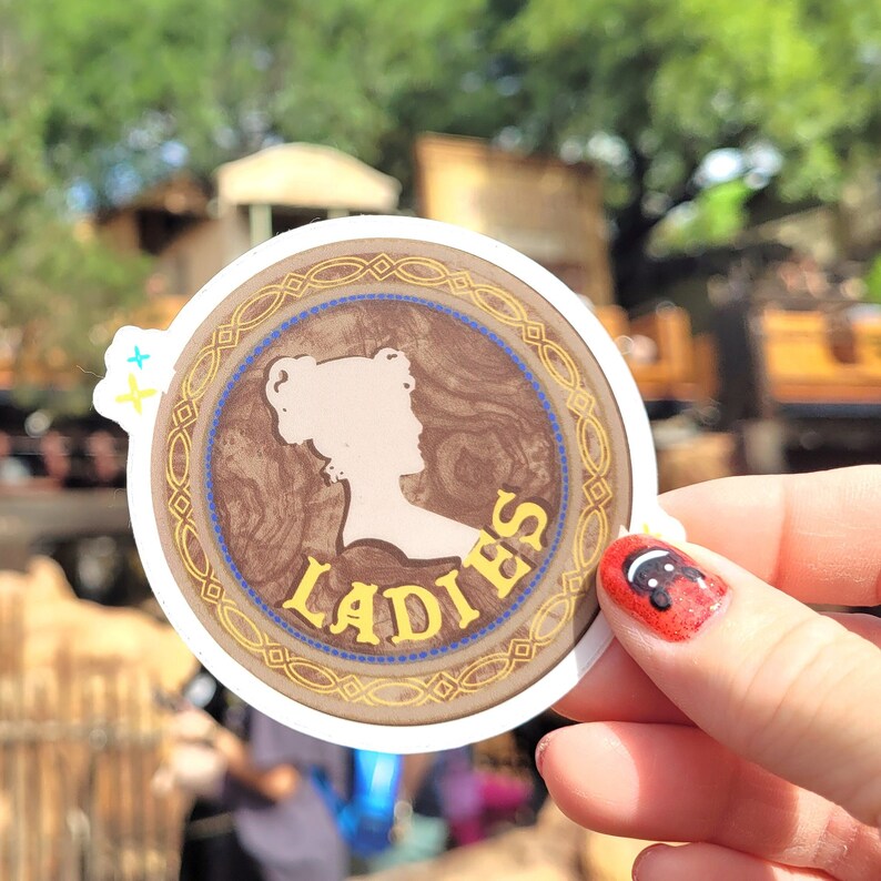 Frontierland Restroom Sign Sticker Ladies Room Sign Water Bottle Laptop ...