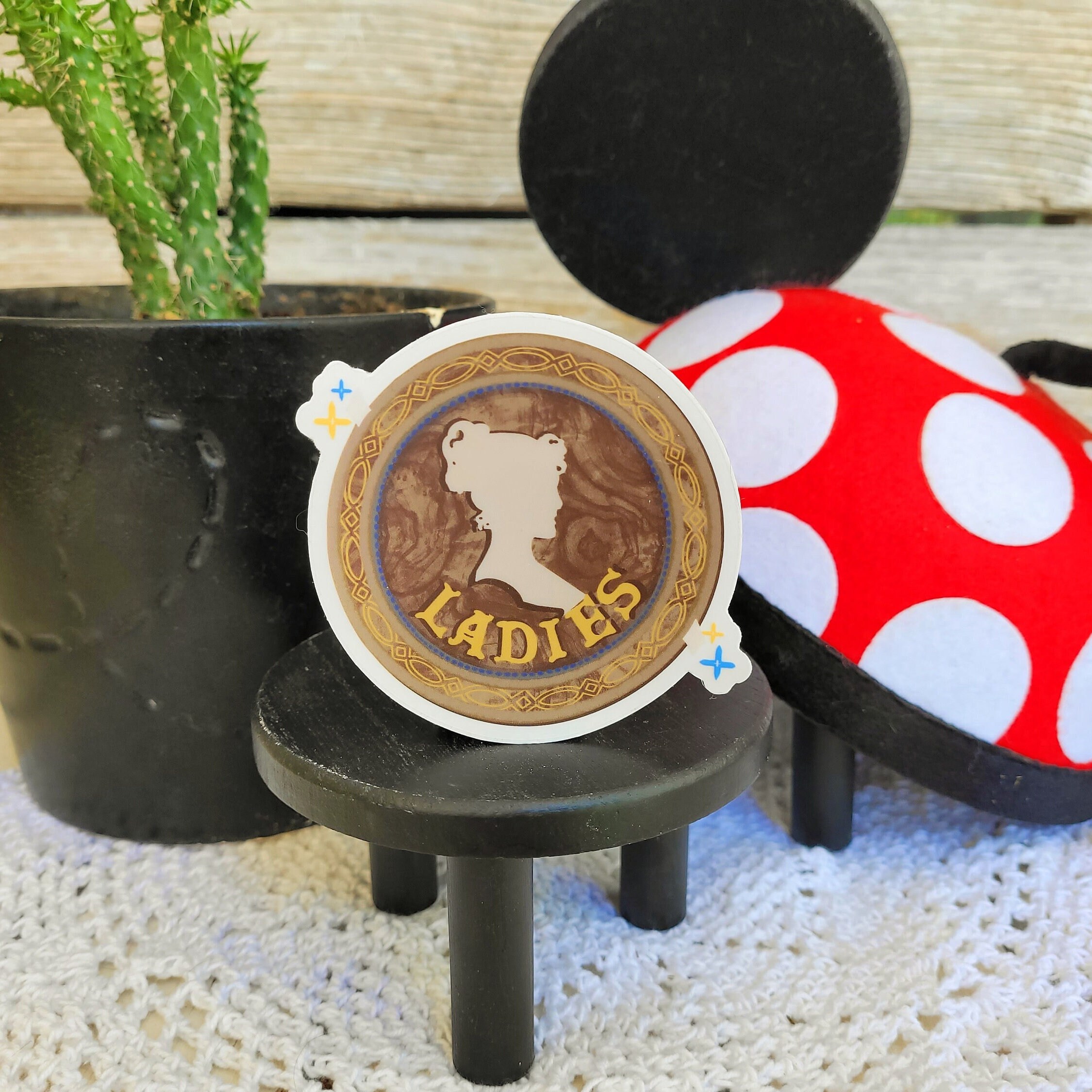 Frontierland Restroom Sign Sticker Ladies Room Sign Water Bottle Laptop ...