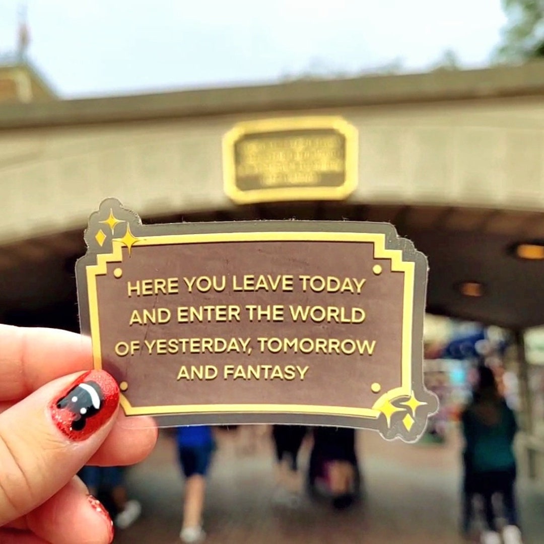 Disneyland Entrance Plaque Sticker WDW Welcome Sign Water Bottle Decal ...