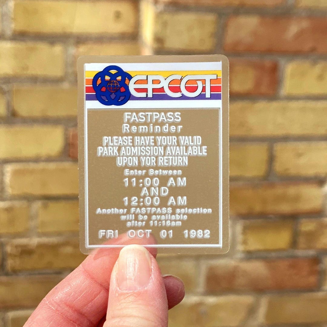 EPCOT Fastpass Sticker, Retro Theme Park Vinyl Water Bottle Decal ...