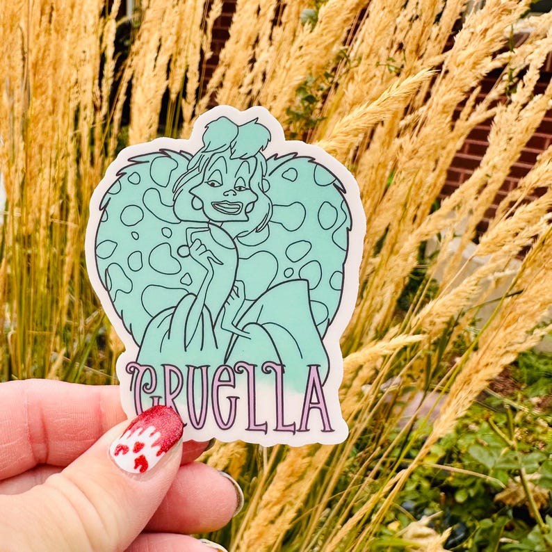 Pastel Cruella Sticker: Cute Villain Decal, Disney Halloween - Etsy