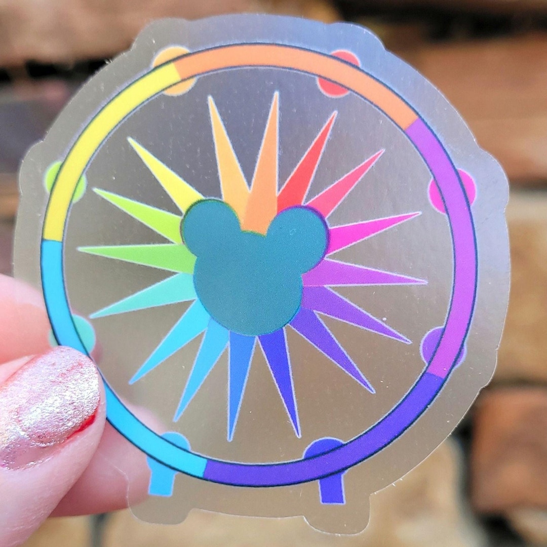 Rainbow Mickey Wheel Sticker, Pixar Pal-a-round Water Bottle Decal ...