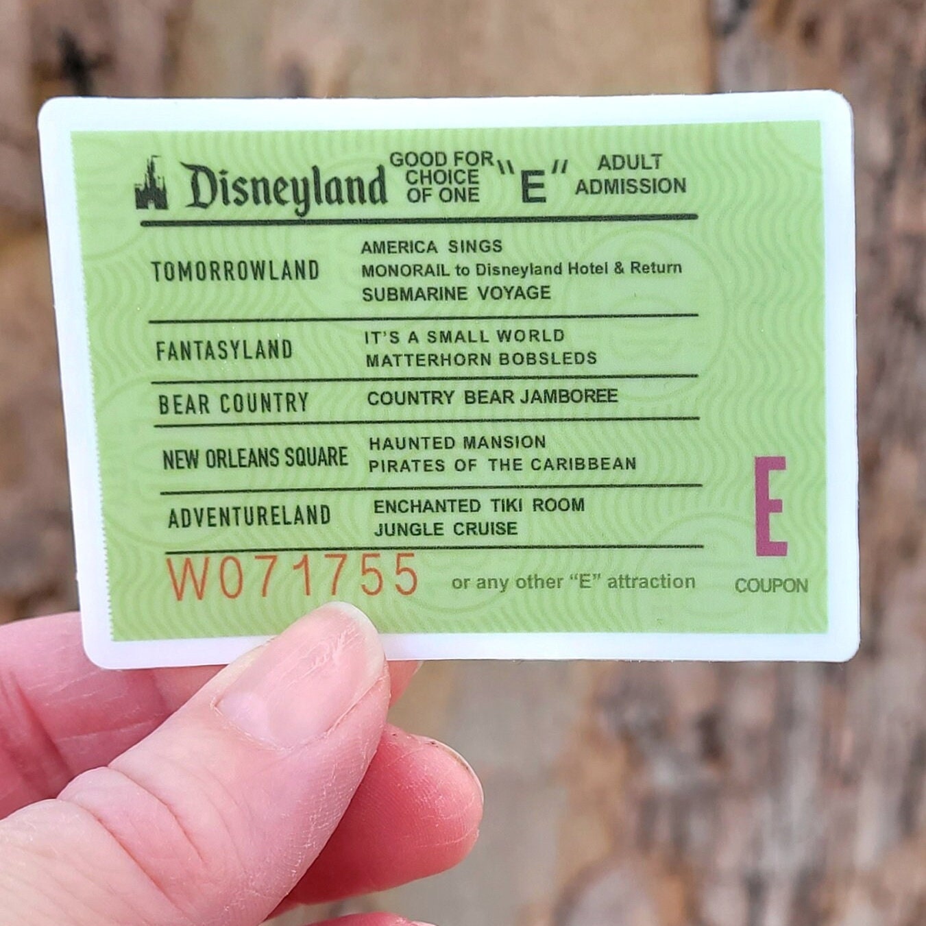 E Ticket Attraction Sticker Disneyland Ride Coupon Book Water Bottle ...