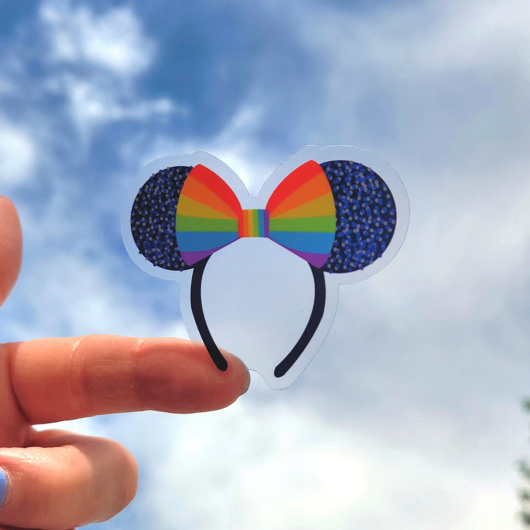 Rainbow Minnie Ears Sticker Disney Pride Water Bottle Decal - Etsy