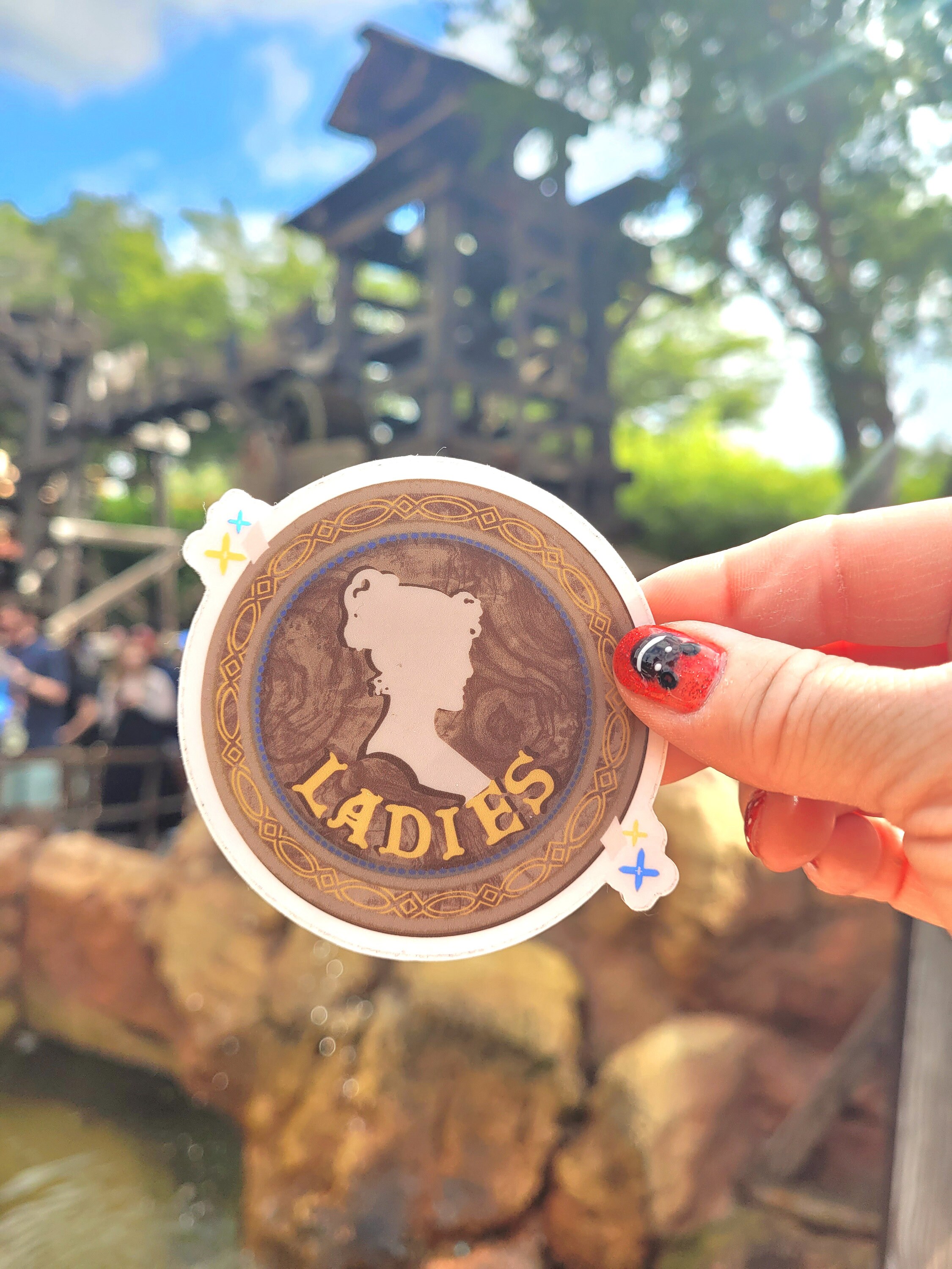 Frontierland Restroom Sign Sticker Ladies Room Sign Water Bottle Laptop ...