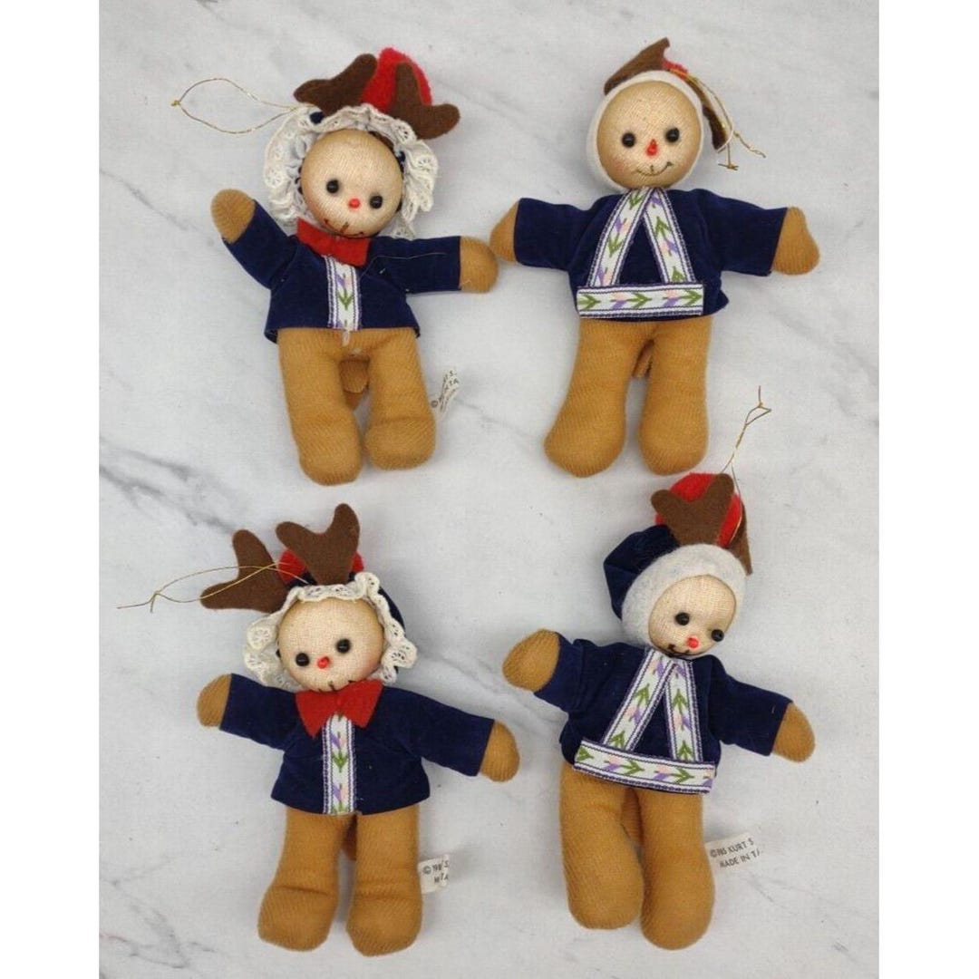 4 Vintage Kurt Adler 5 Reindeer Doll Christmas Ornaments Bendable 1985 ...