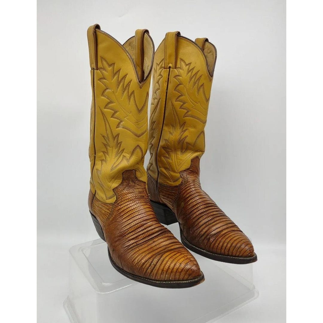 Justin IGUANA Lizard Leather Cowboy Boots Style 9071 Size 10 D Vintage ...