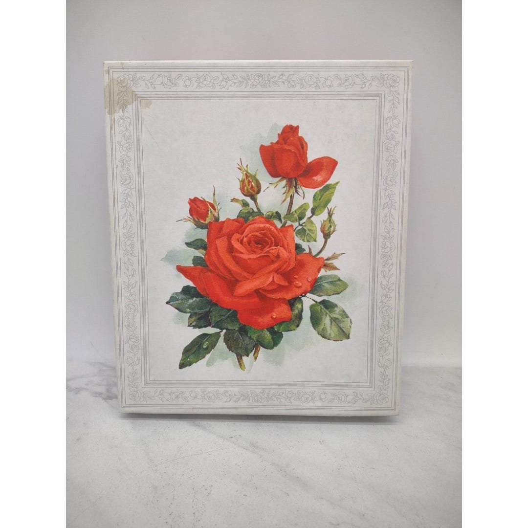 Vtg HALLMARK Red Roses Stationery Set Box 32 Sheets 16 Envelopes ...