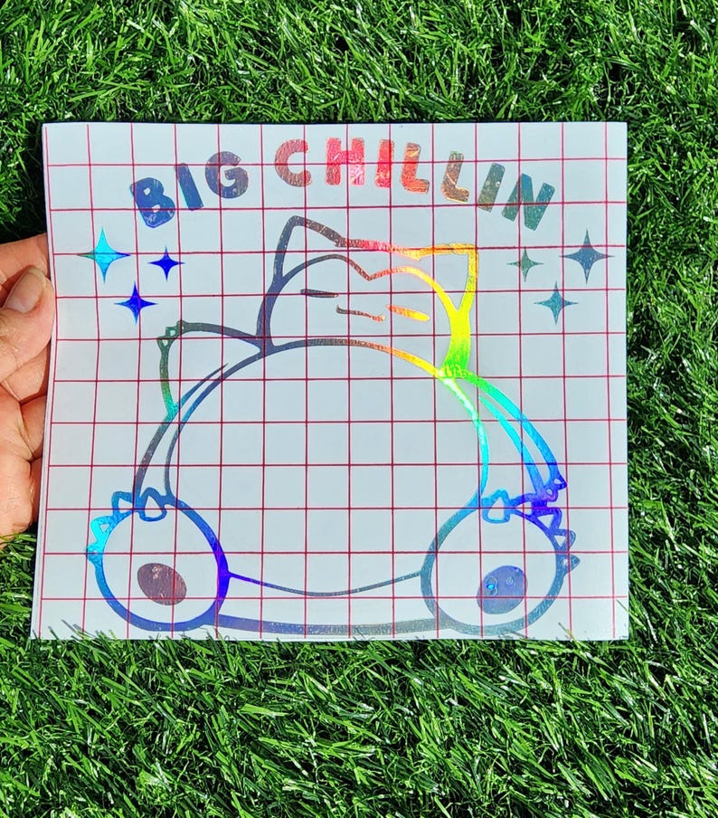 Snorlax Holographic Vinyl Sticker, Pokemon Decal - Etsy