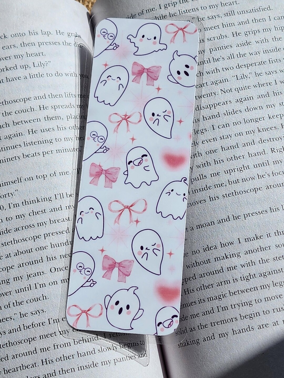 Coquette Ghost Halloween Bookmark, Spooky Cute Bookmarks, Ghost ...