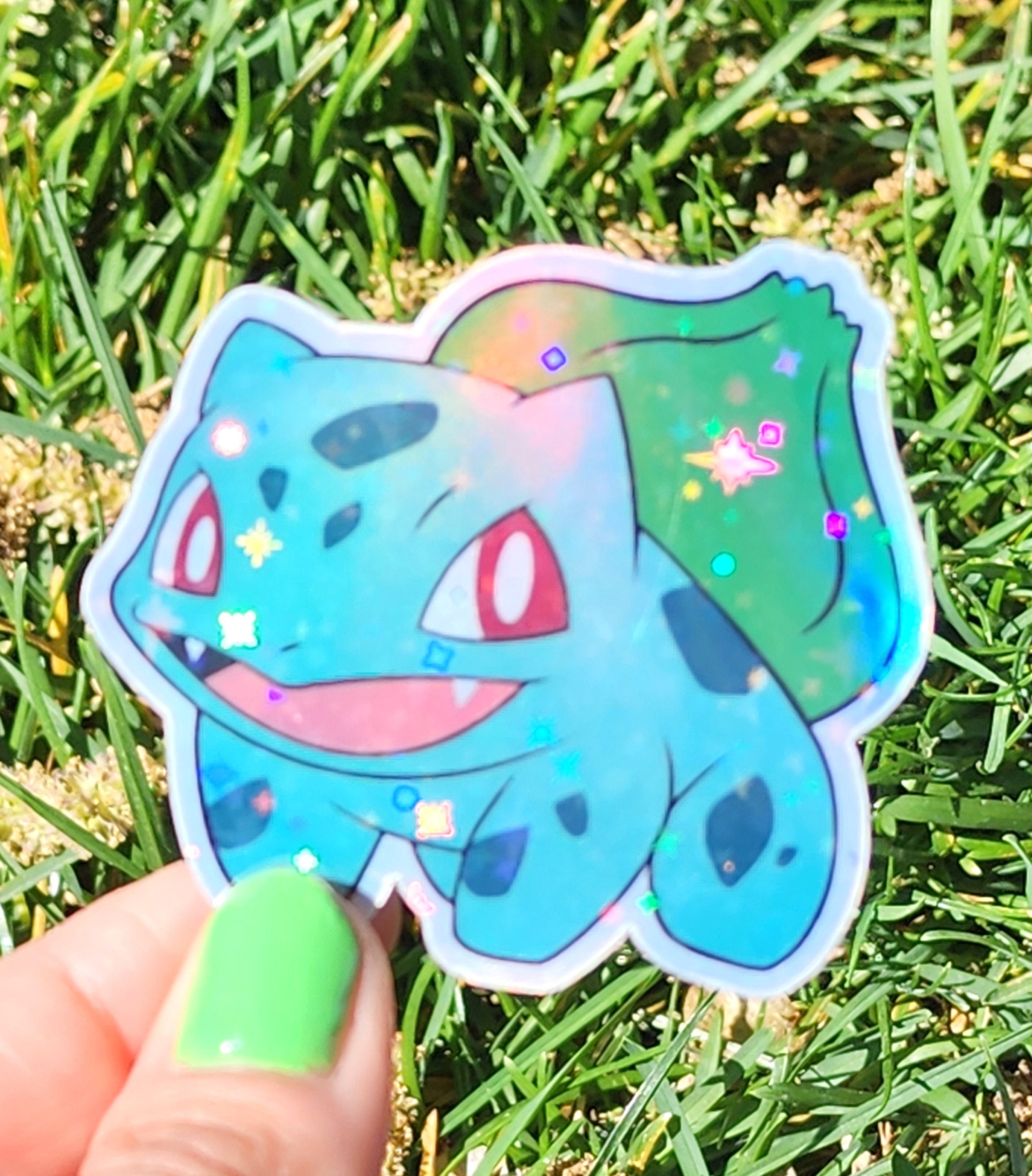 Bulbasaur Pokemon Vinyl Holographic Sticker, Handmade, Water Resistant ...
