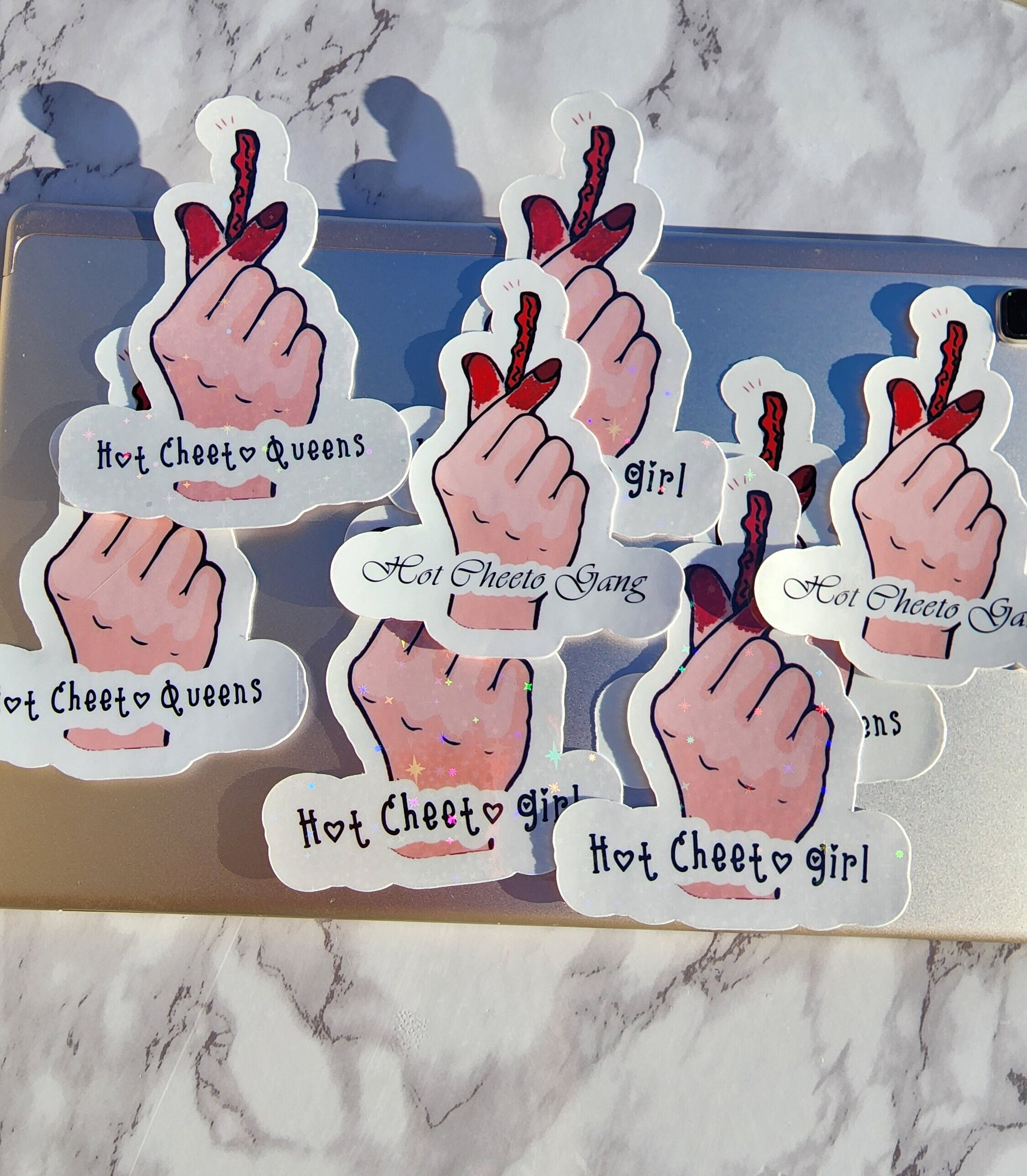 Hot Cheeto Girl Hot Cheeto Gang Hot Cheeto Queens Stickers Flaming Hot Red Fingers Ts