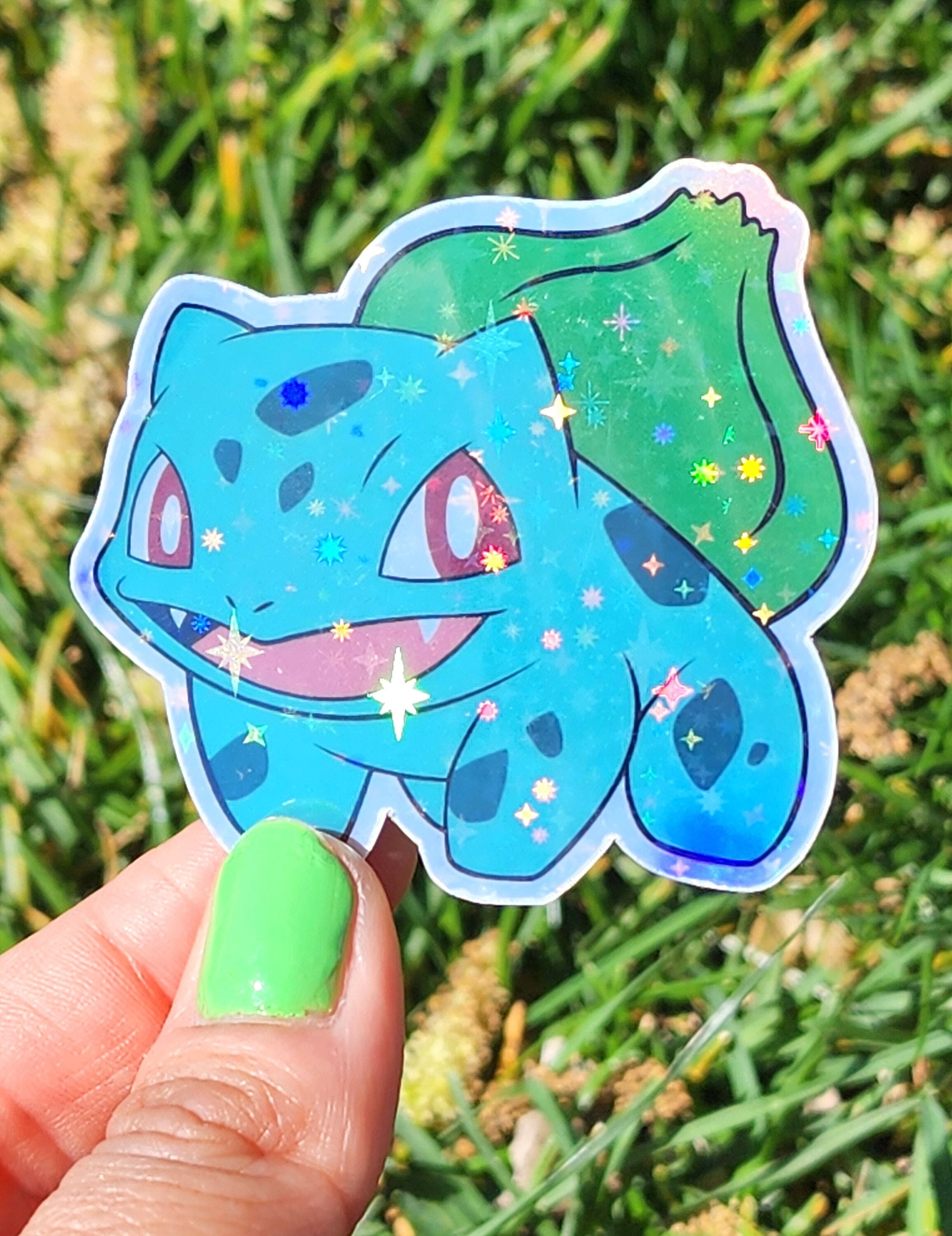 Bulbasaur Pokemon Vinyl Holographic Sticker, Handmade, Water Resistant ...
