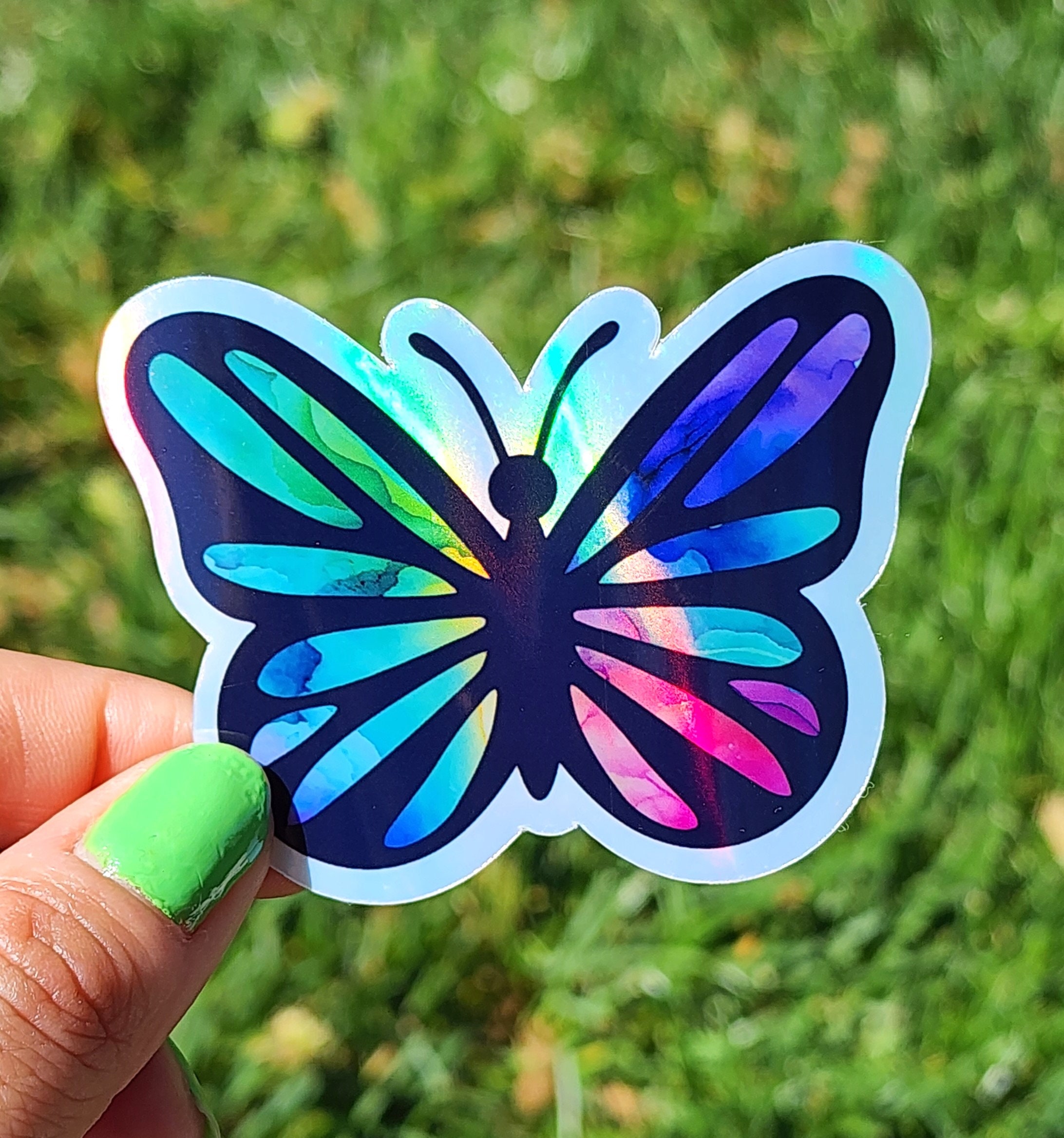Pack of 7 Vinyl Holographic Butterfly Stickers, Butterfly Art, Trending ...