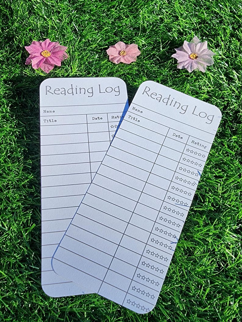 Reading Log Bookmark, Library Card Style, Book Review Tracker - Etsy