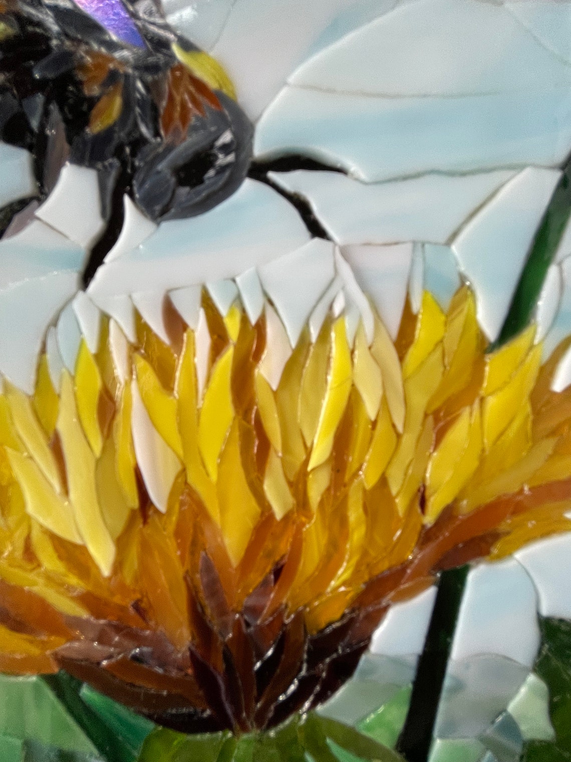 Buzz Bumble Bee and Dandelion Flower Stained Glass Mosaic - Etsy